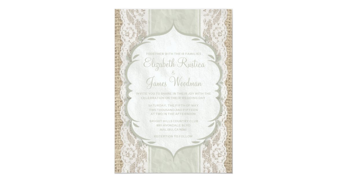 Ivory Vintage Linen Lace Wedding Invitations | Zazzle.com