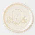 Ivory Wedding Floral Monogram Crest Wax Seal Sticker | Zazzle