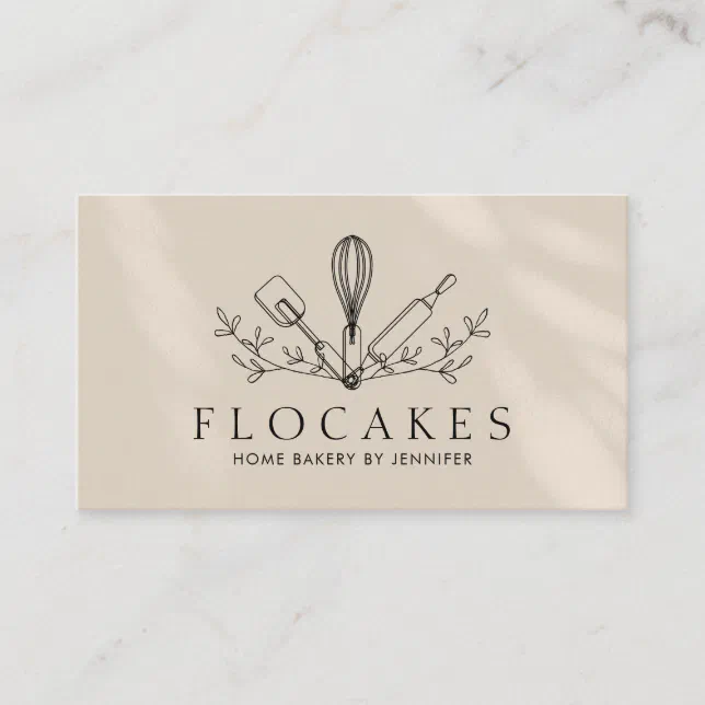 Ivory Whisk Pastry Chef Home Bakery Cafe Pastry Business Card | Zazzle