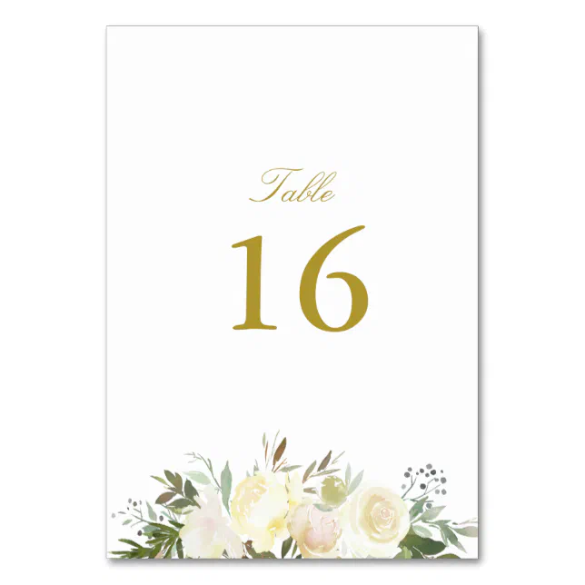 Ivory white floral wedding table number | Zazzle