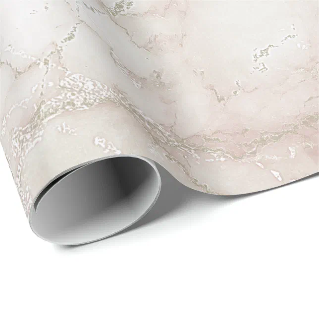 Ivory White Pink Gray Silver Marble Stone Creamy Wrapping Paper | Zazzle