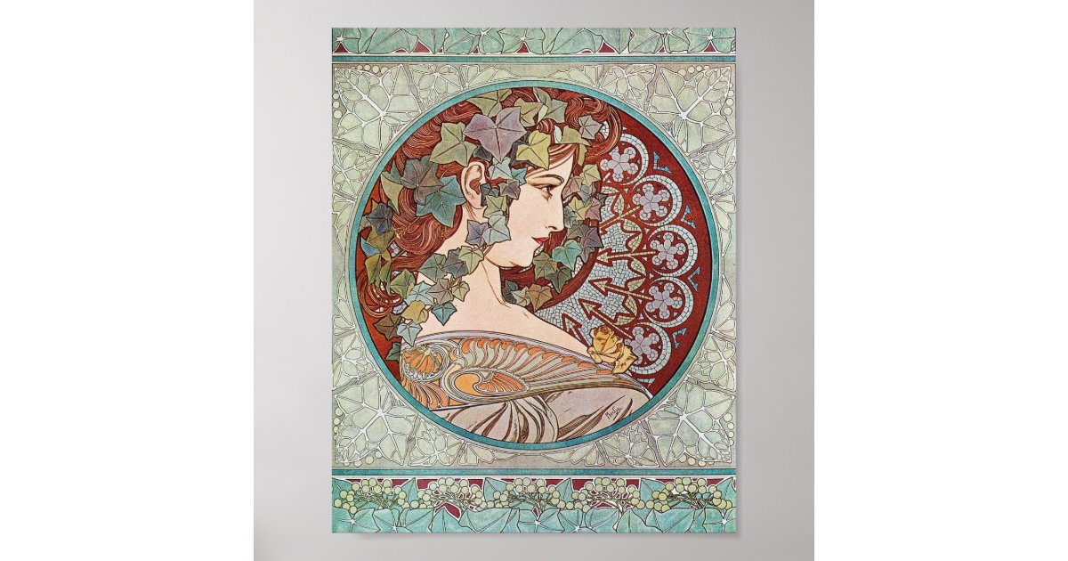 Ivy Goddess Mucha Poster | Zazzle