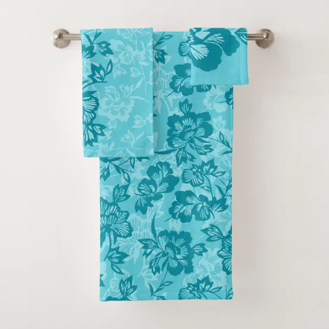 Iwalani Vintage Hawaiian Floral Coordinates-Teal Bath Towel Set | Zazzle Iwalani Vintage Hawaiian Floral Coordinates-Teal Bath Towel Set | Zazzle