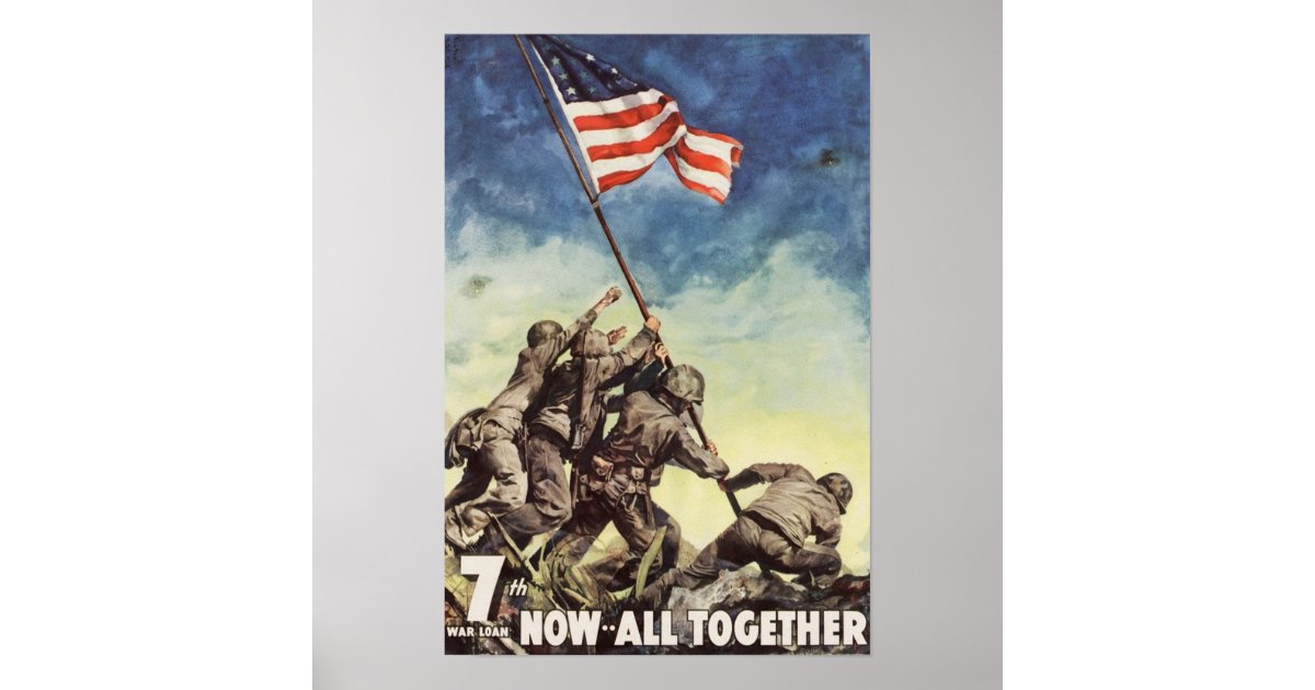 Iwo Jima American War USA Raising the Colours Amer Poster | Zazzle
