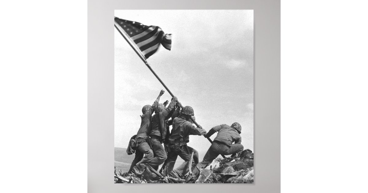 Iwo Jima Raising American Flag Poster | Zazzle