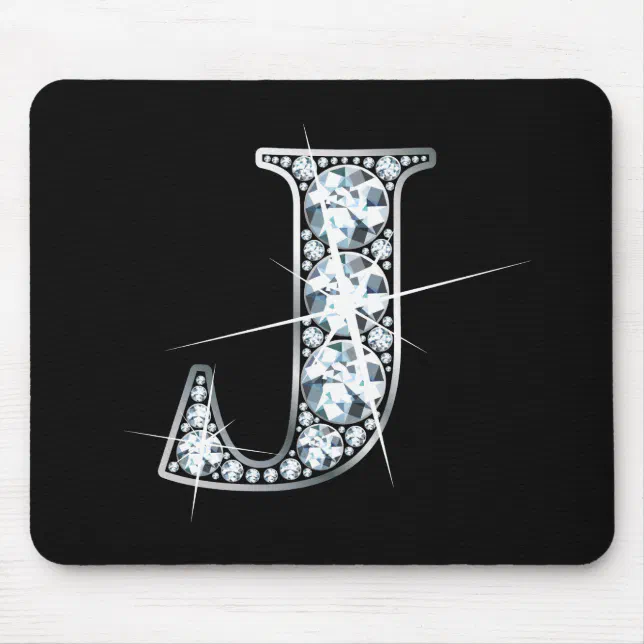 "J" Faux-"Diamond Bling" Mousepad | Zazzle