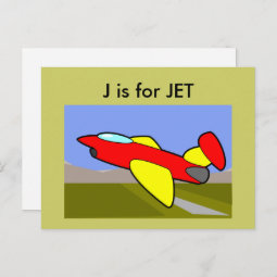 "J" is for Jet Alphabet Flashcard Postcard | Zazzle