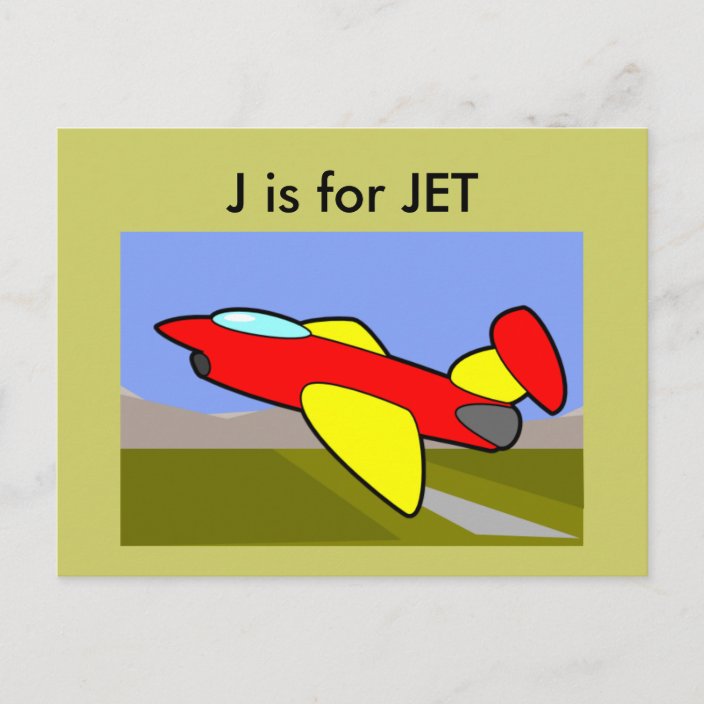 "J" is for Jet Alphabet Flashcard Postcard | Zazzle.com