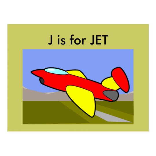 "J" is for Jet Alphabet Flashcard Postcard | Zazzle.com