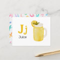 J is for Juice - Alphabet Flash Card | Zazzle