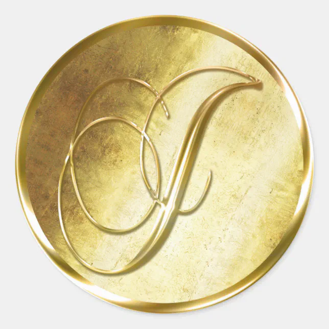 J Monogram Faux Gold Envelope Seal Stickers | Zazzle