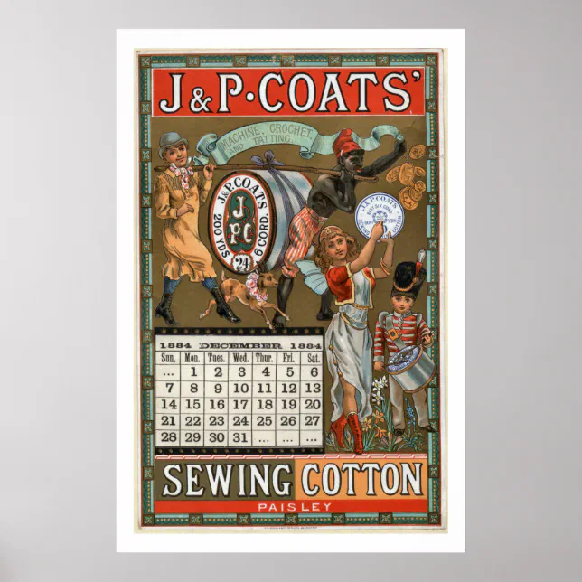 J P Coats Sewing Cotton Vintage Advertisement Poster | Zazzle