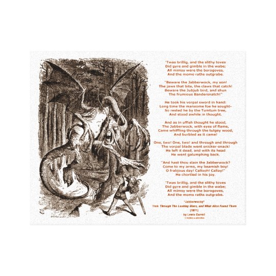 Jabberwocky Poem by Lewis Carroll Canvas Print | Zazzle.com