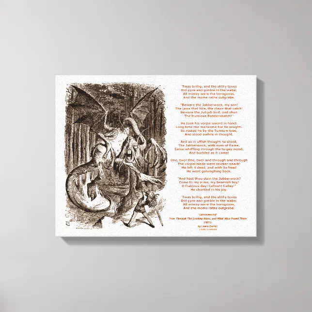 Jabberwocky Poem by Lewis Carroll Canvas Print | Zazzle