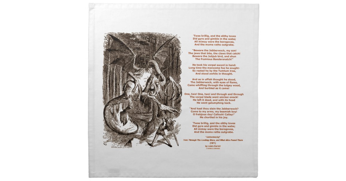 Jabberwocky Poem by Lewis Carroll Napkin | Zazzle