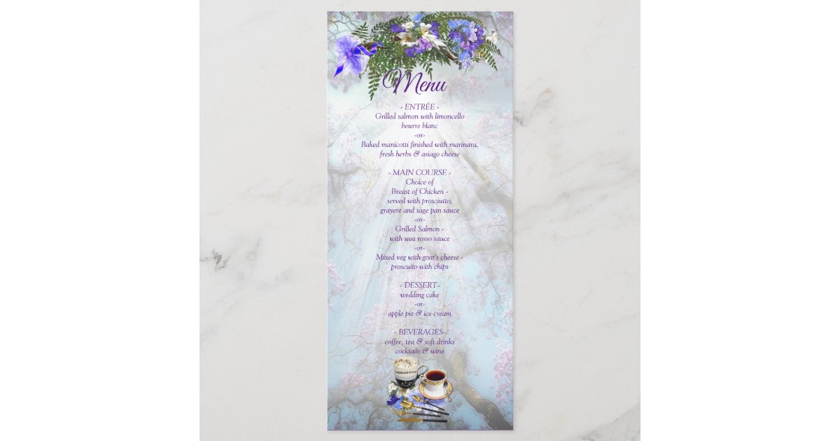 Jacaranda Blooms & Lily Bouquet Menu | Zazzle