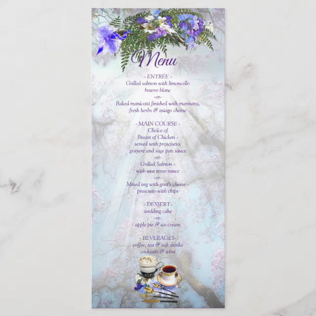 Jacaranda Blooms & Lily Bouquet Menu | Zazzle