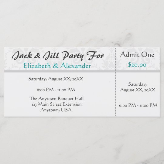 Jack And Jill Shower Ticket Style Party
