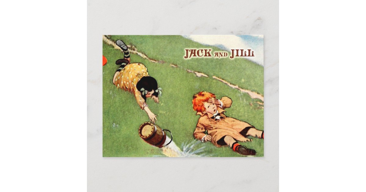 Jack and Jill tumbling down the hill Postcard | Zazzle