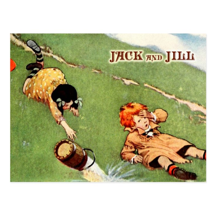 Jack and Jill tumbling down the hill Postcard | Zazzle.com