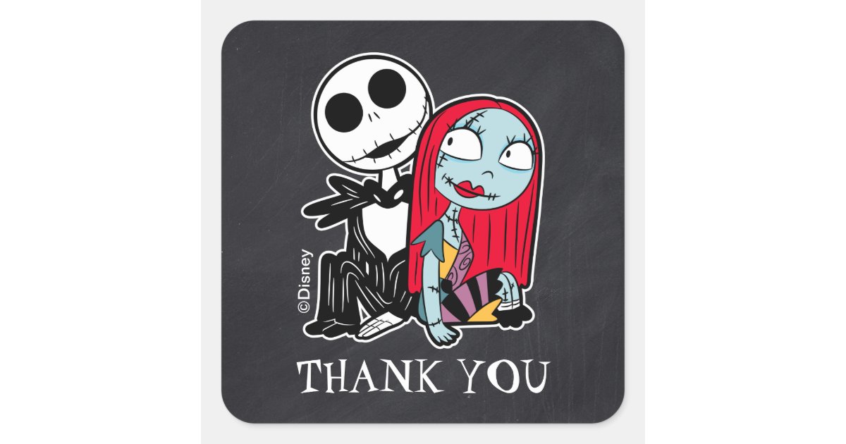 Jack and Sally Baby Shower Thank You Square Sticker | Zazzle
