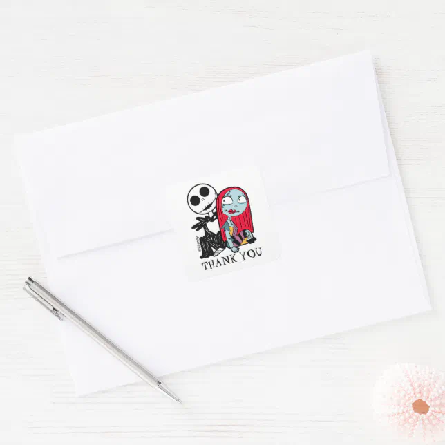 Jack and Sally Baby Shower Thank You Square Sticker | Zazzle