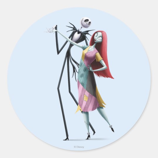 Jack and Sally Dancing Classic Round Sticker | Zazzle.com