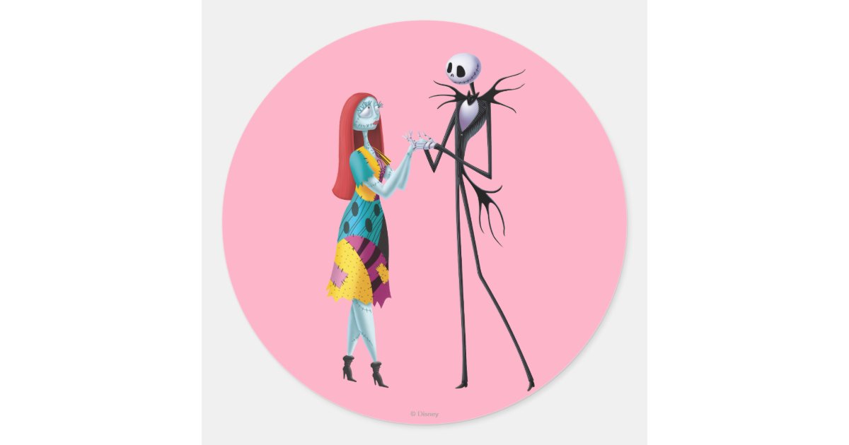 Jack and Sally Holding Hands Classic Round Sticker | Zazzle