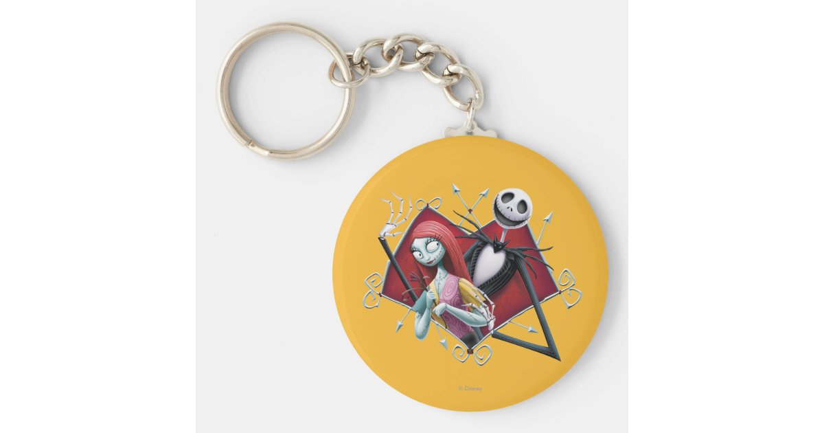 Jack and Sally in Heart Keychain | Zazzle