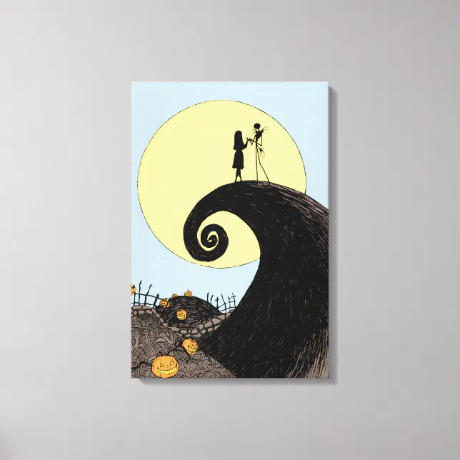 Jack and Sally | Moon Silhouette Canvas Print | Zazzle
