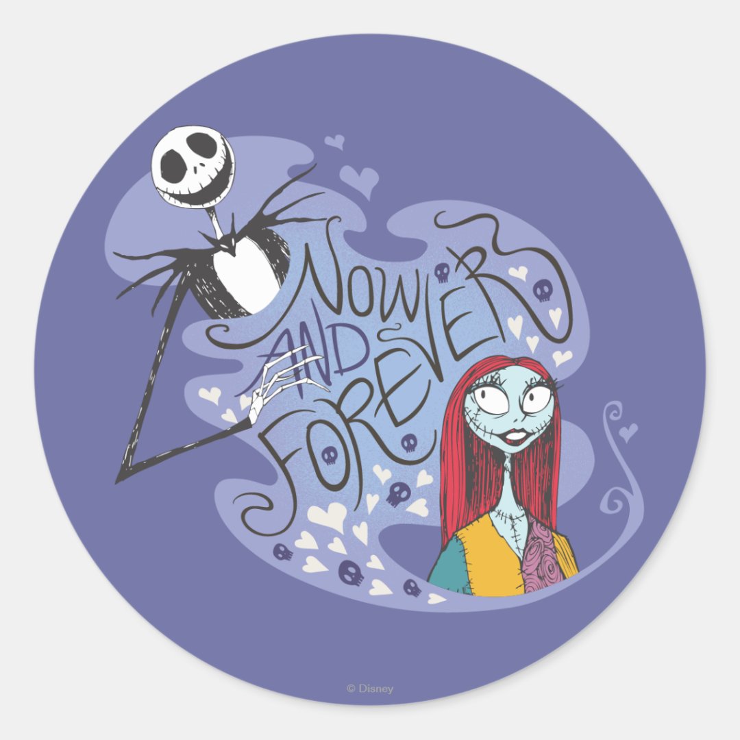 Jack and Sally - Now and Forever Classic Round Sticker | Zazzle