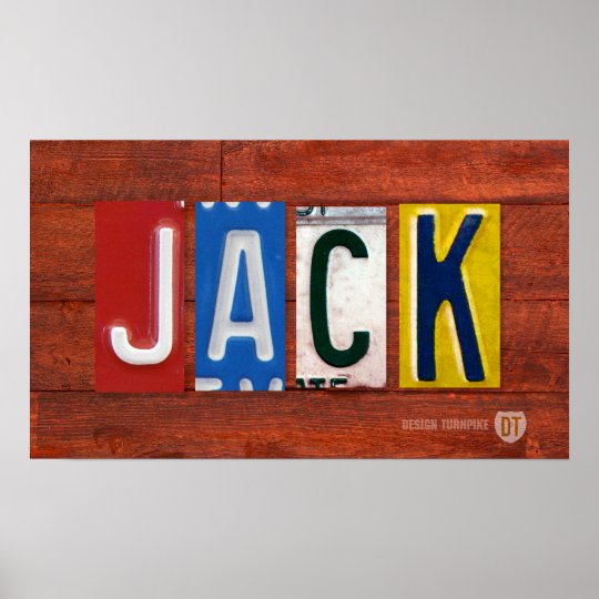 JACK License Plate Lettering Name Sign Poster | Zazzle.com