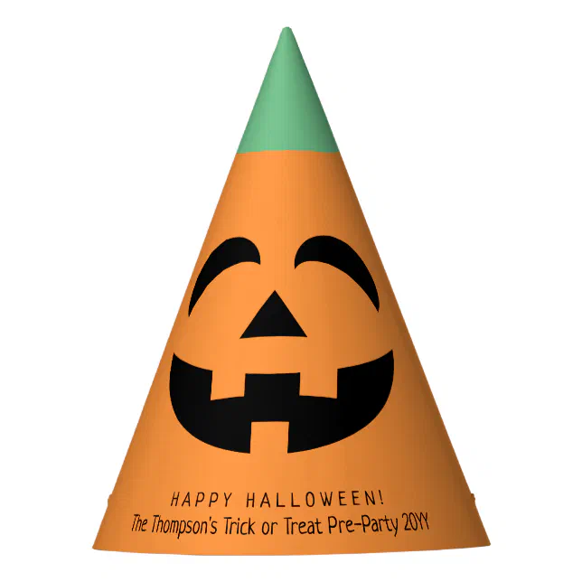 Jack-o-Lantern Cute Pumpkin Black Orange Halloween Party Hat | Zazzle