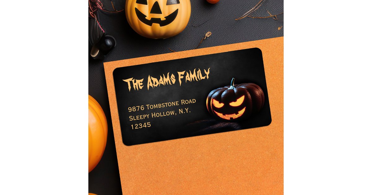 Jack-O-Lantern Halloween Address Label | Zazzle