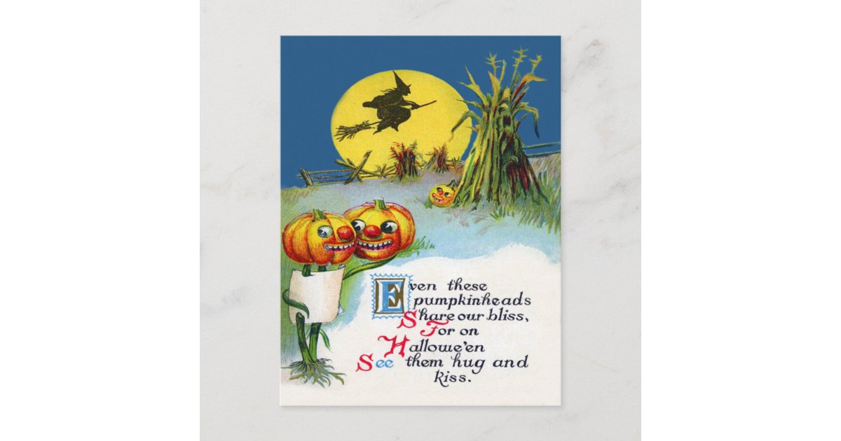 Jack O Lantern Pumpkin Witch Full Moon Haystack Postcard | Zazzle