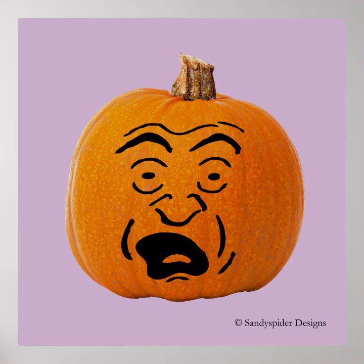 Jack o' Lantern Scared Face, Halloween Pumpkin Poster | Zazzle