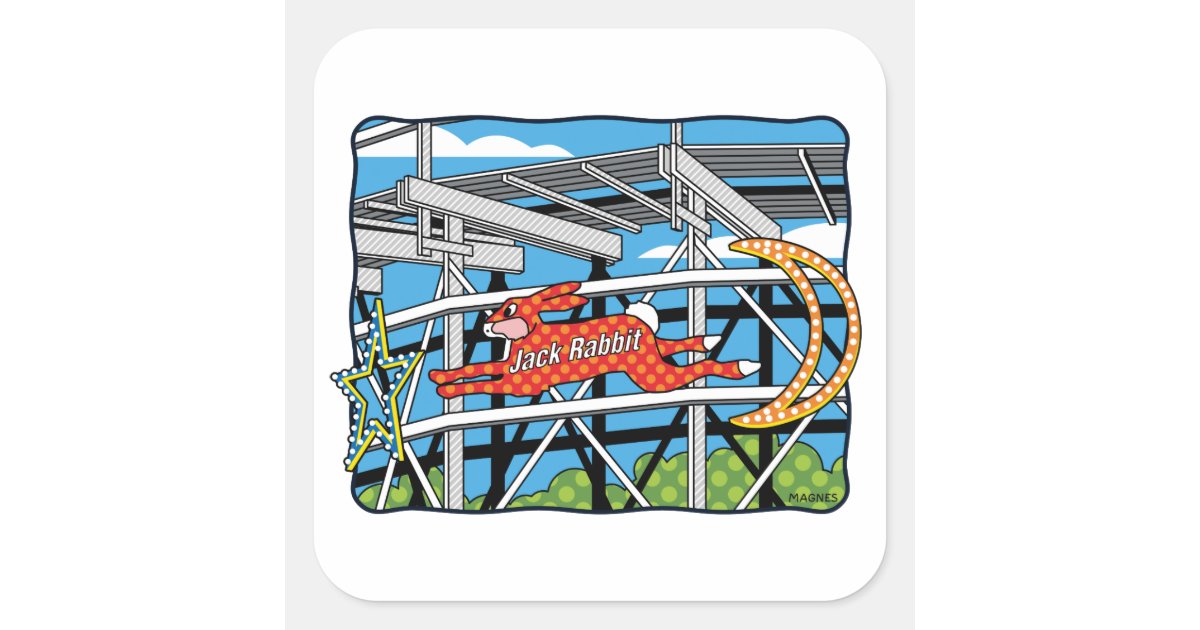 Jack Rabbit Roller Coaster Square Sticker | Zazzle