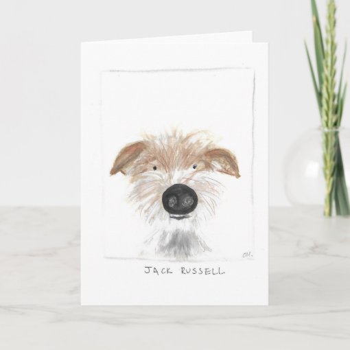 jack russell design greeting card, blank inside, card | Zazzle