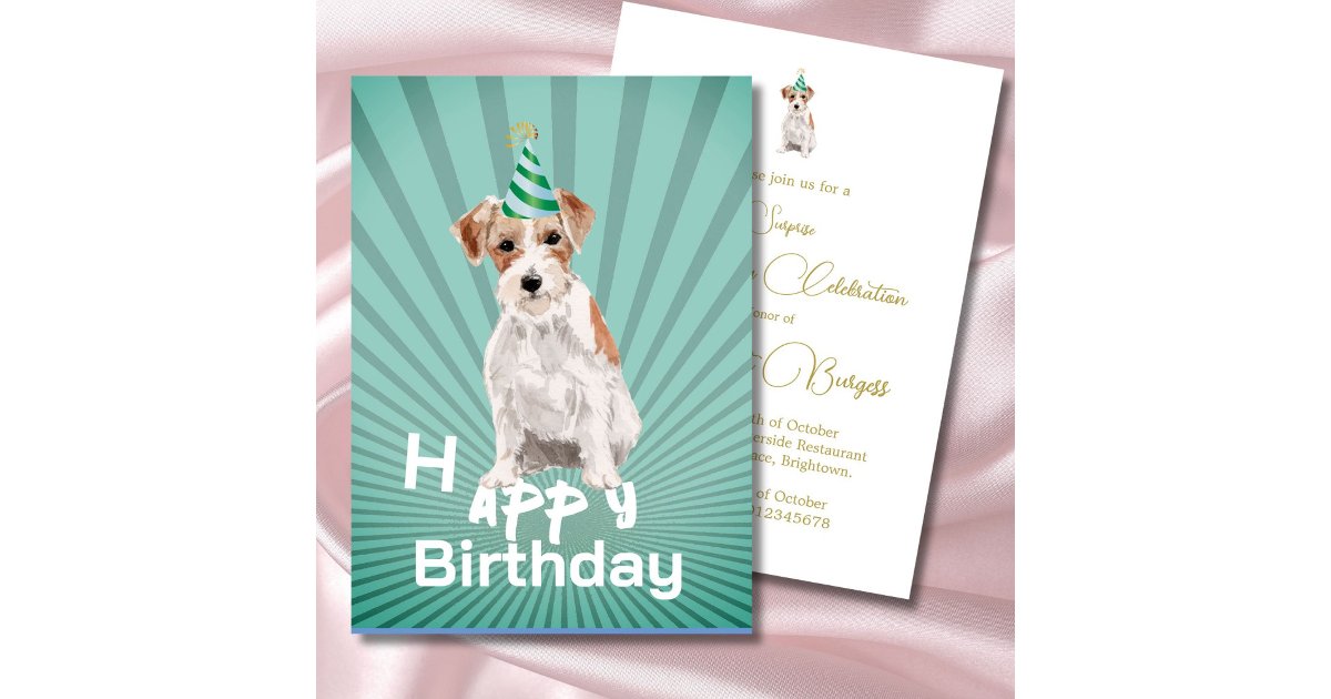 Jack Russell Dog Happy Birthday Party Invitation | Zazzle