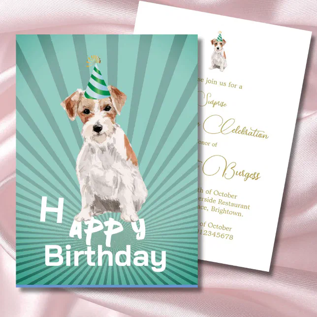 Jack Russell Dog Happy Birthday Party Invitation | Zazzle