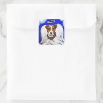 Jack Russell Terrier Angel Square Sticker | Zazzle
