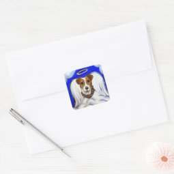 Jack Russell Terrier Angel Square Sticker | Zazzle