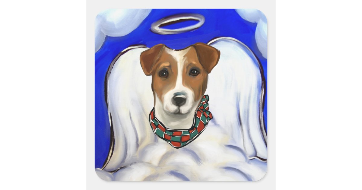 Jack Russell Terrier Angel Square Sticker | Zazzle
