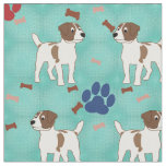cute Jack Russell Terriers dog pattern Fabric | Zazzle