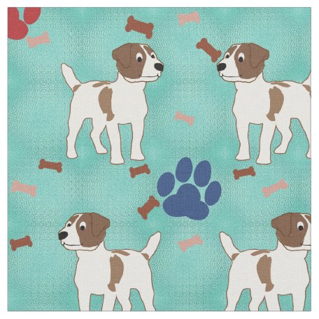 cute Jack Russell Terriers dog pattern Fabric | Zazzle