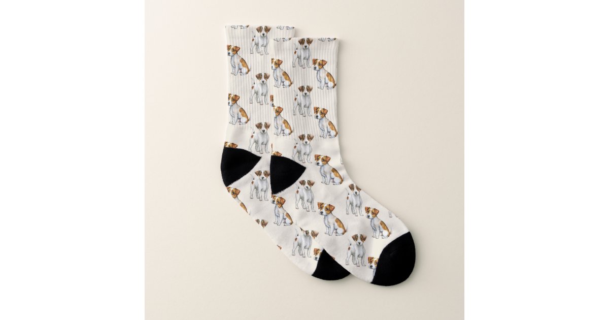 Jack Russell Terrier Dog Pattern Socks | Zazzle
