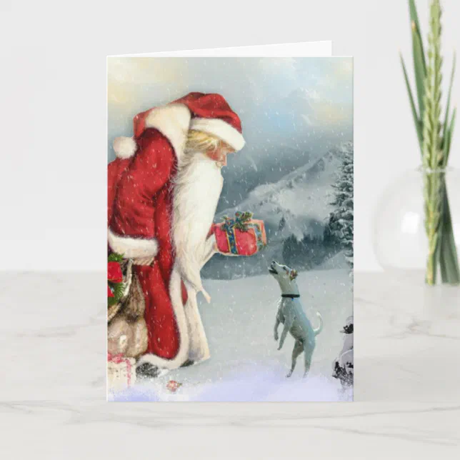 Jack Russell Terrier & Father Christmas Holiday Card | Zazzle