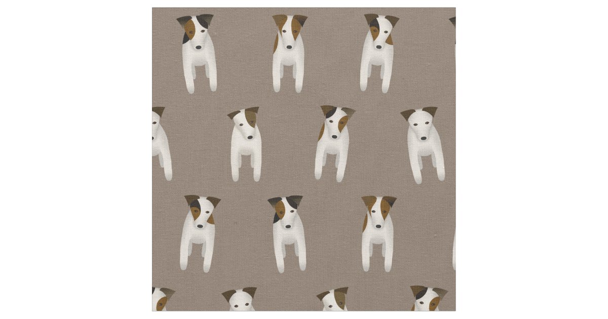 Jack Russell Terrier JRT cute dog pattern Fabric | Zazzle