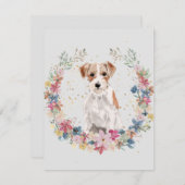 Jack Russell Terrier Spring Flowers Monogram Note Card | Zazzle
