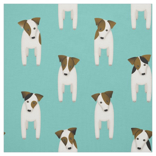Jack Russell Terriers pattern mint or ANY color Fabric | Zazzle